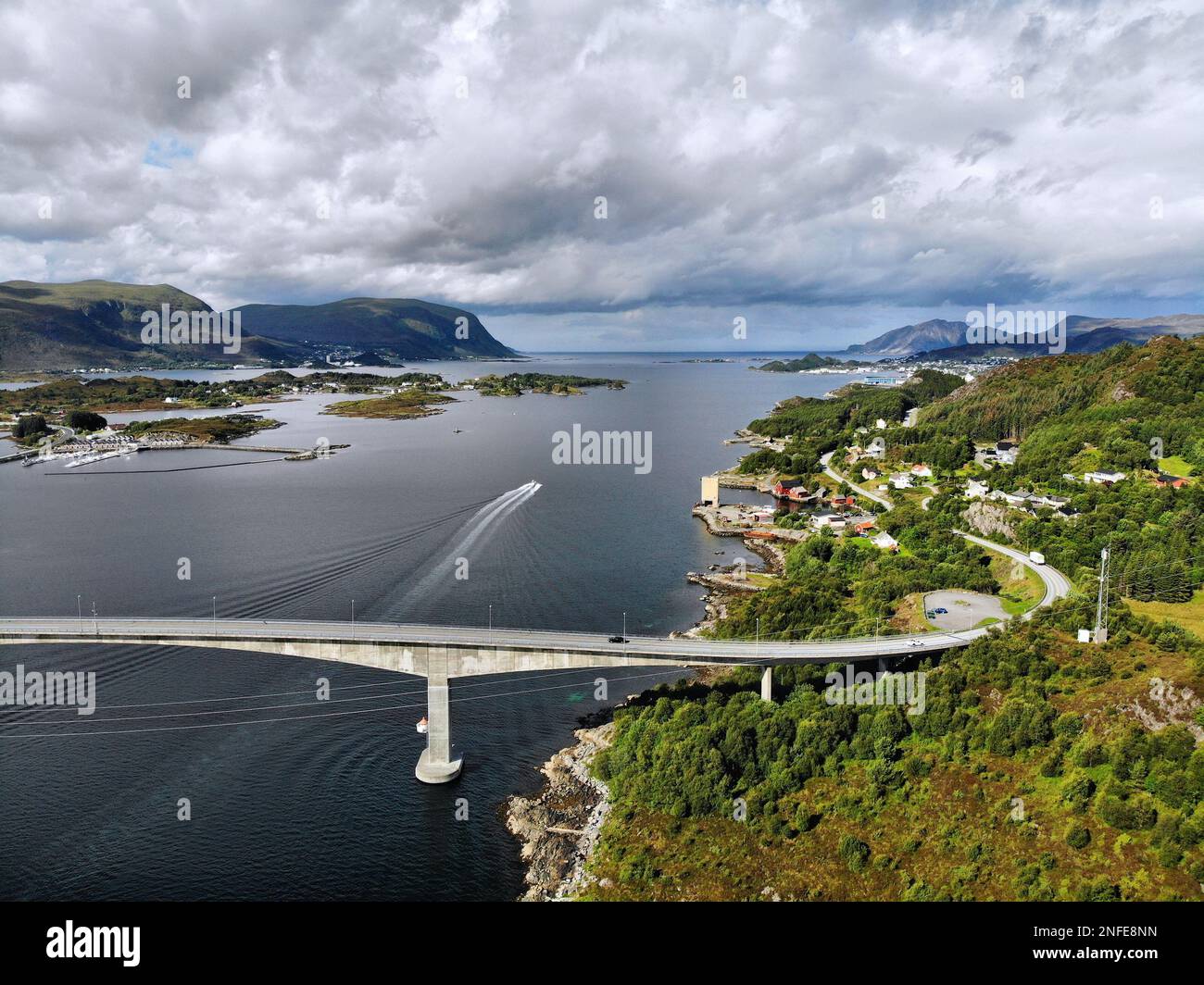 Norway islands drone view. More og Romsdal county island landscape with ...