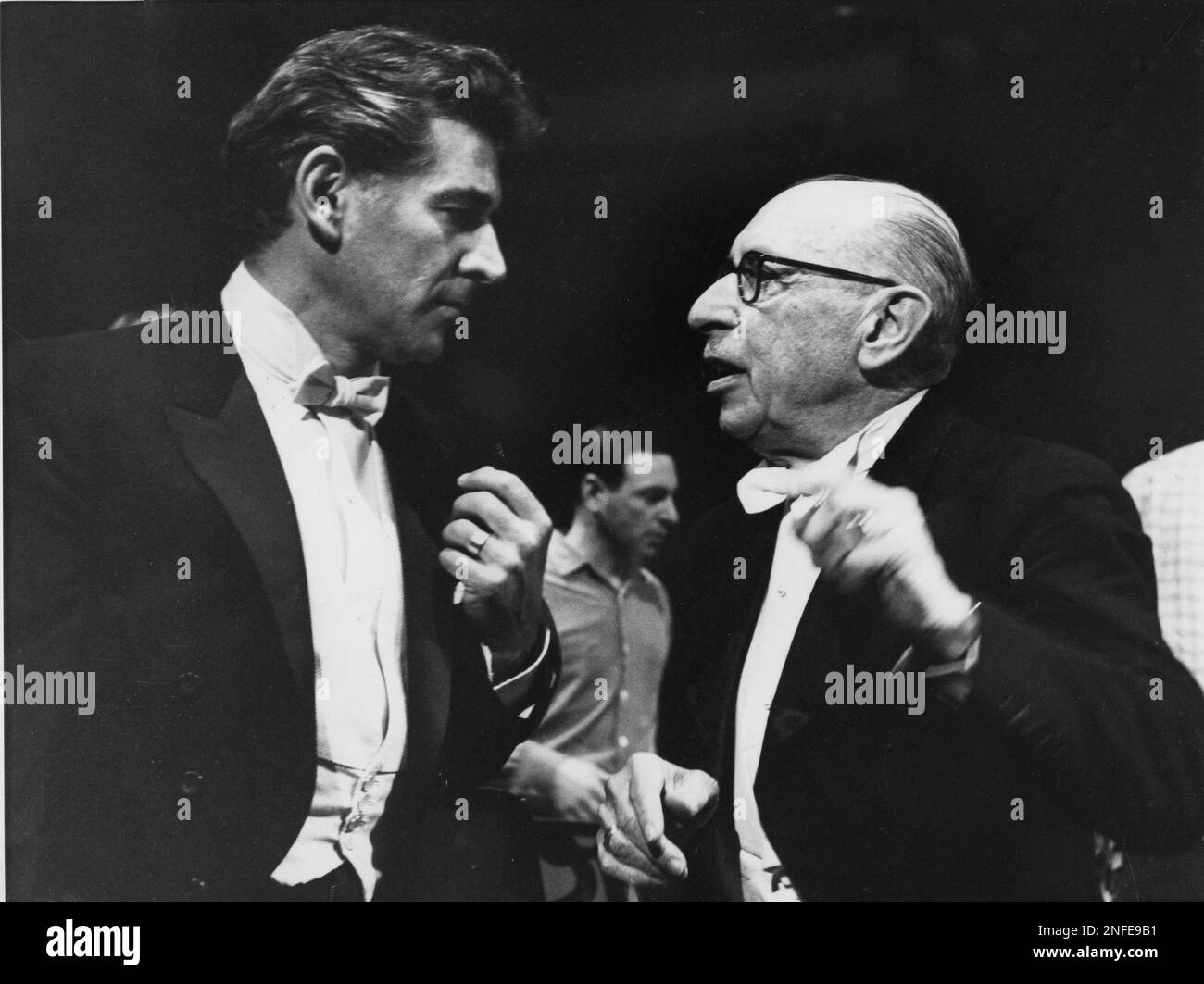 Russian composer and conductor Igor Stravinsky, right, talks with ...