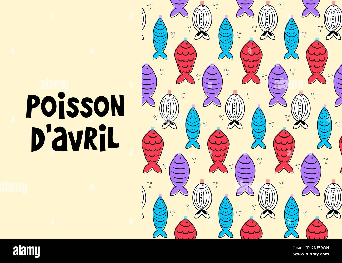 French April Fool's Day. Poisson d'avril. Design for greeting card ...
