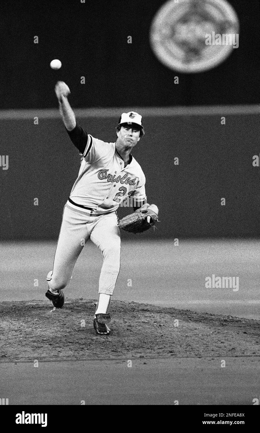 Baltimore Orioles pitcher Jim Palmer, pitching in his first relief role ...
