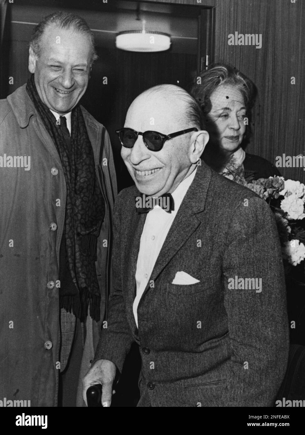 Russian composer Igor Stravinsky and his wife Vera are welcomed by Rolf ...