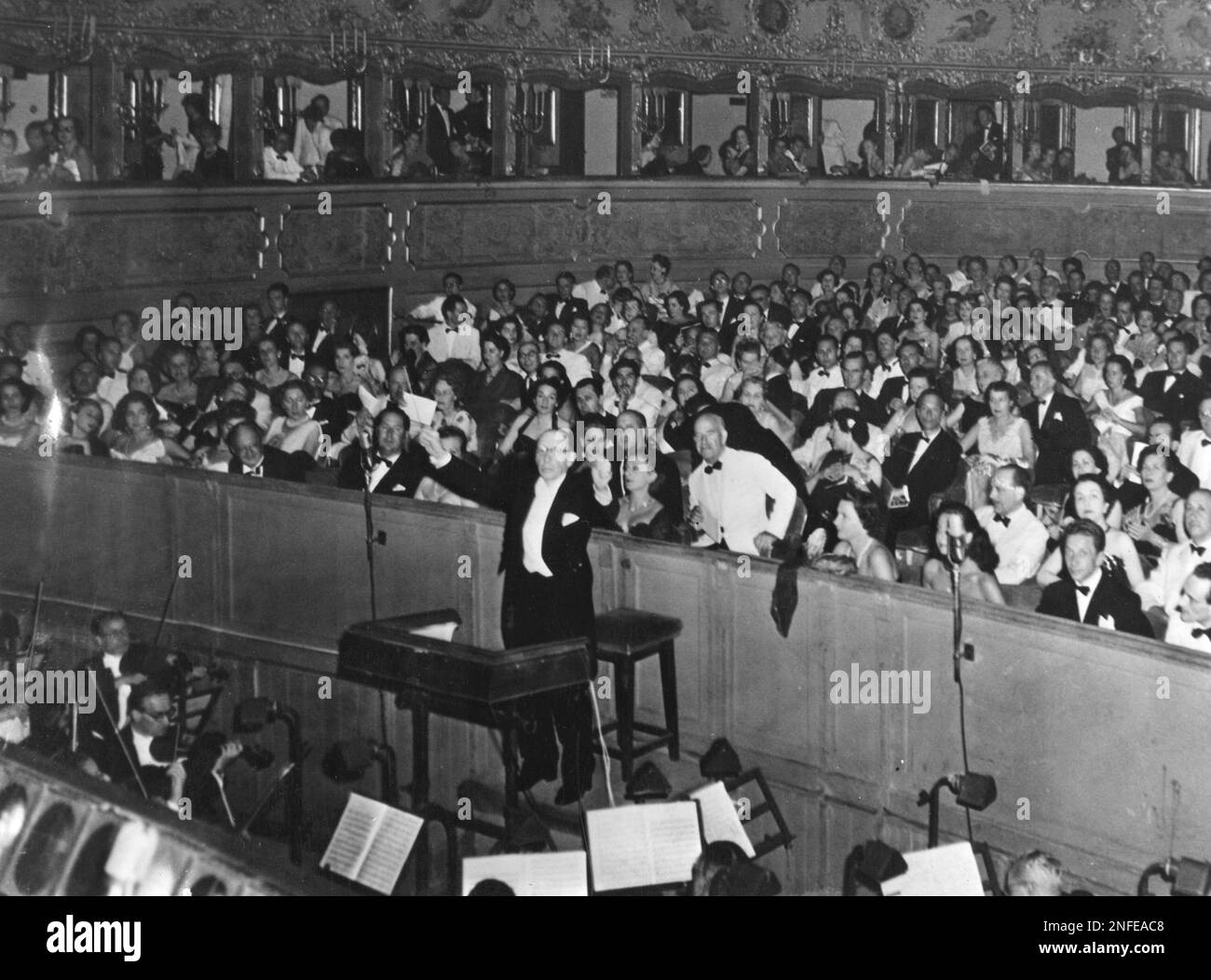 Russian composer Igor Stravinsky conducts Milan's La Scala orchestra ...