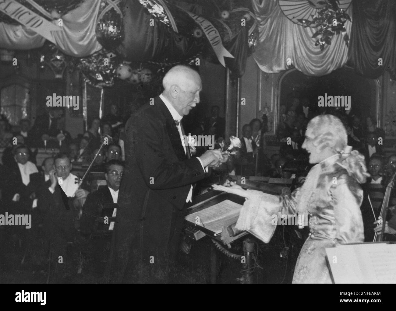 German composer and conductor Richard Strauss is presented with a ...