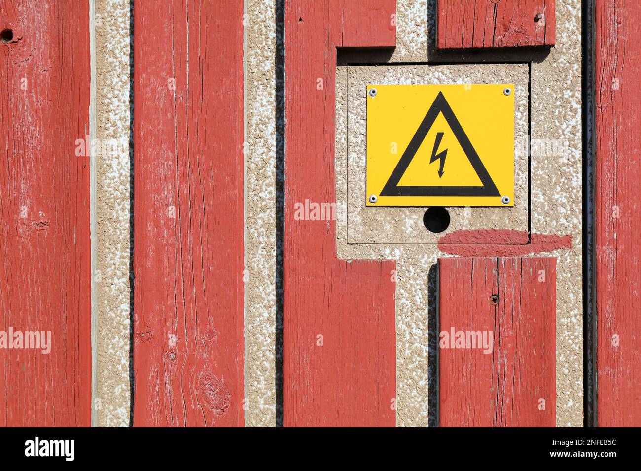 High voltage warning sign on a electricity transformer building in ...