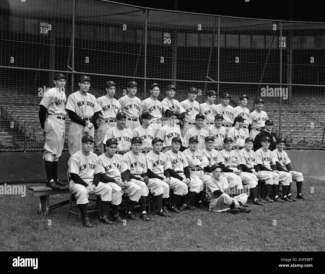 The New York Yankees pose for a team photo at Yankee Stadium, Oct. 3 ...
