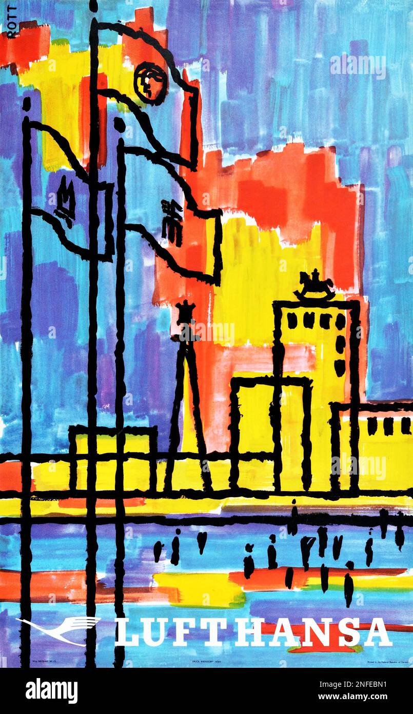 Vintage 1950s Lufthansa airline Travel Poster Stock Photo - Alamy Vintage 1950s Lufthansa airline Travel Poster Stock Photo - Alamy
