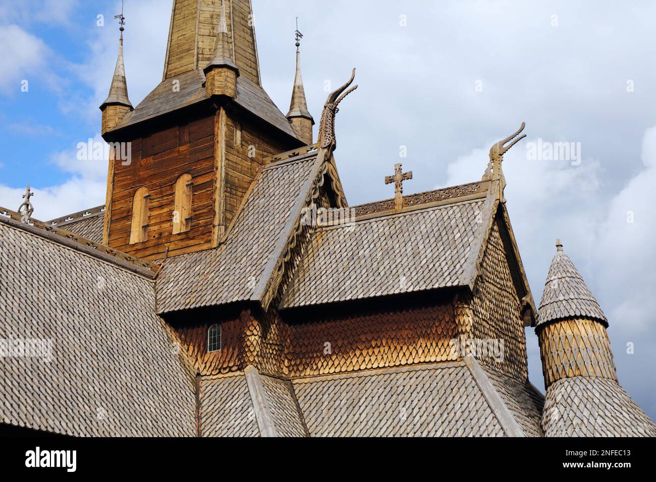 Norway landmark - Lom stave church (stavkirke). Wooden medieval ...