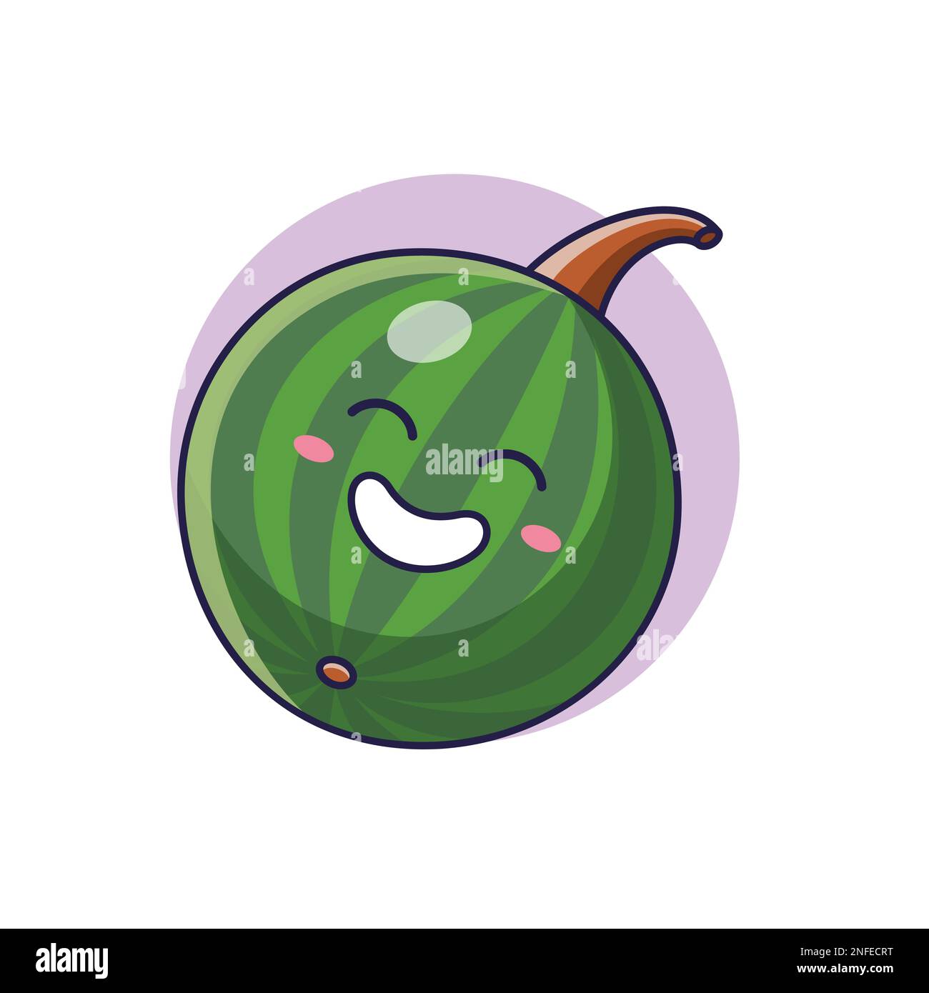 Cute Kawaii Watermelon character. Vector hand drawn cartoon icon ...