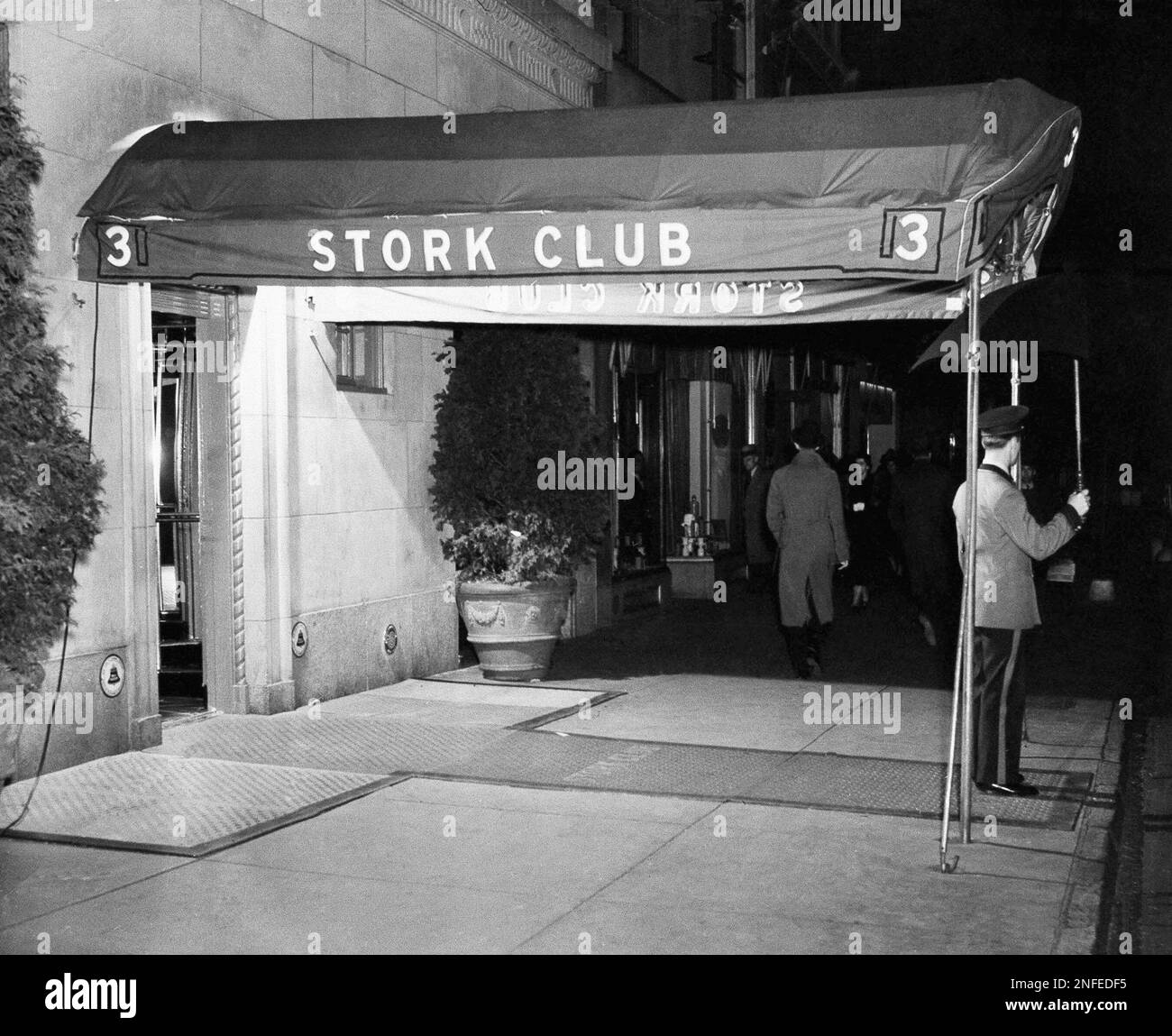Exterior entrance view of Sherman Billingsley's Stork Club in New York ...