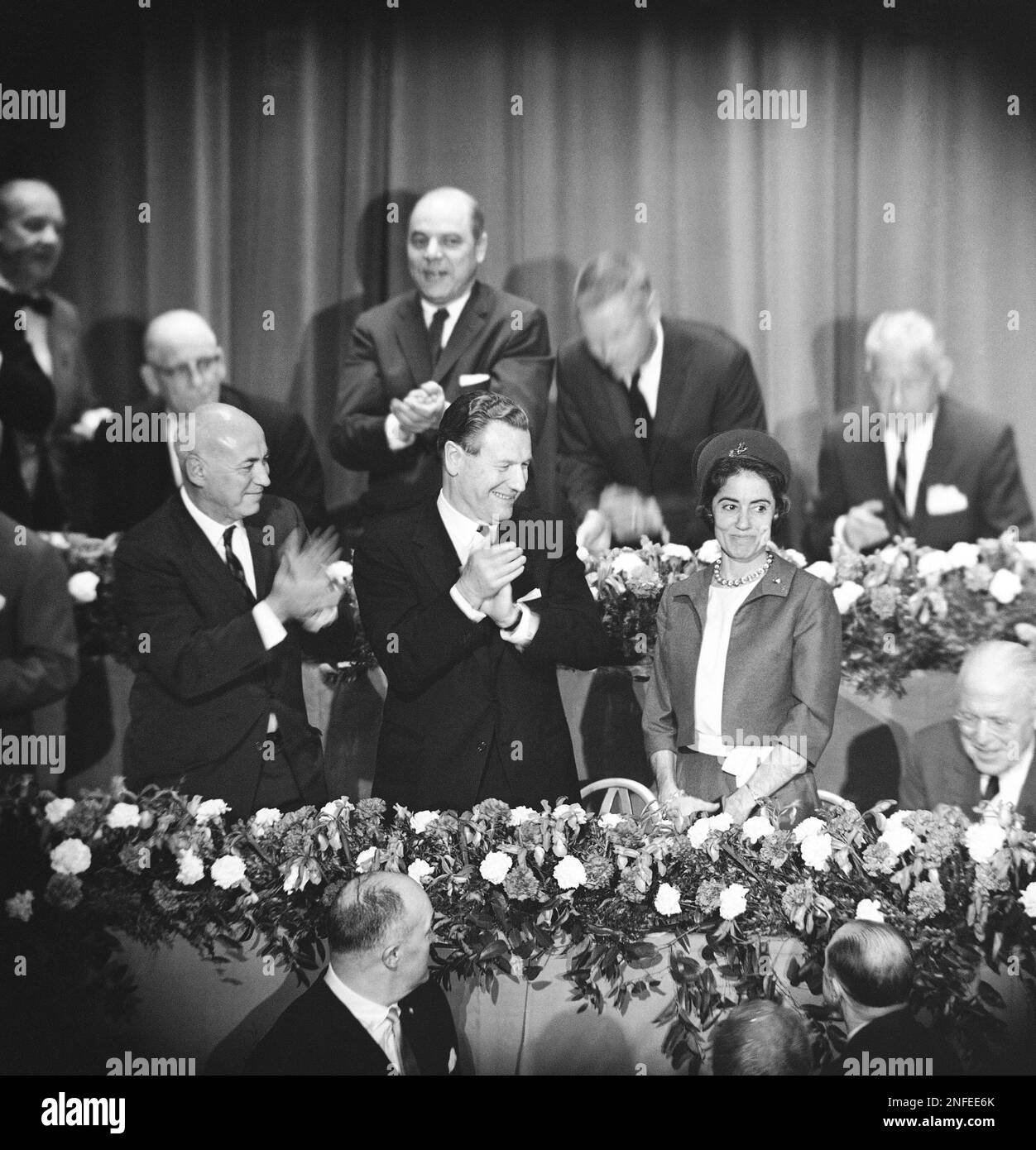 New York's Gov. Nelson Rockefeller leads the applause for Mrs. Annie ...