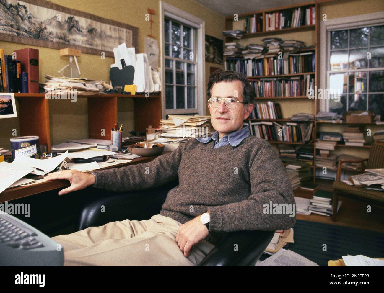 MIT Prof. Noam Chomsky is pictured at his home in Cambridge, Mass., Oct ...