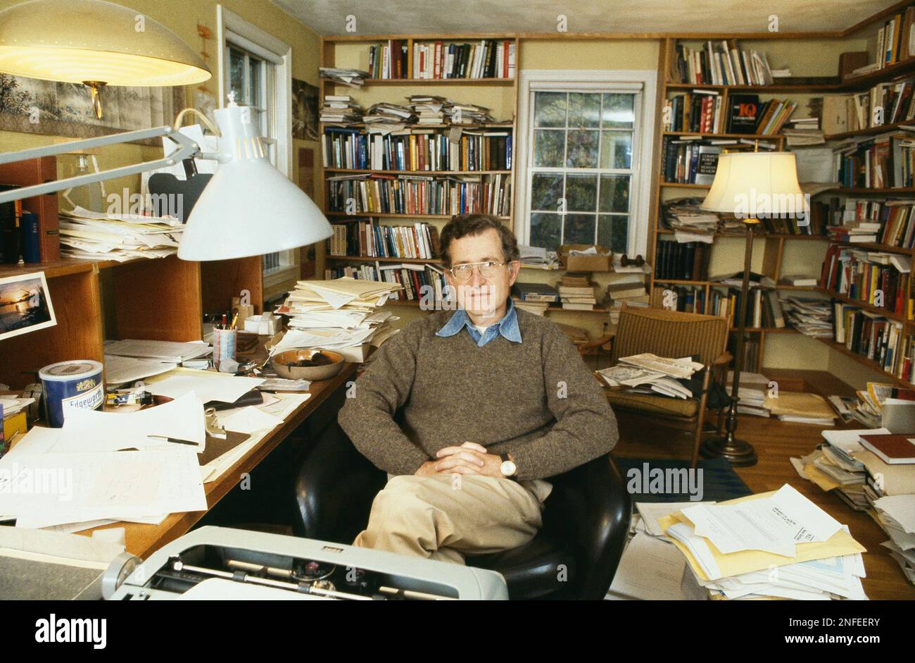 MIT Prof. Noam Chomsky is pictured at his home in Cambridge, Mass., Oct ...