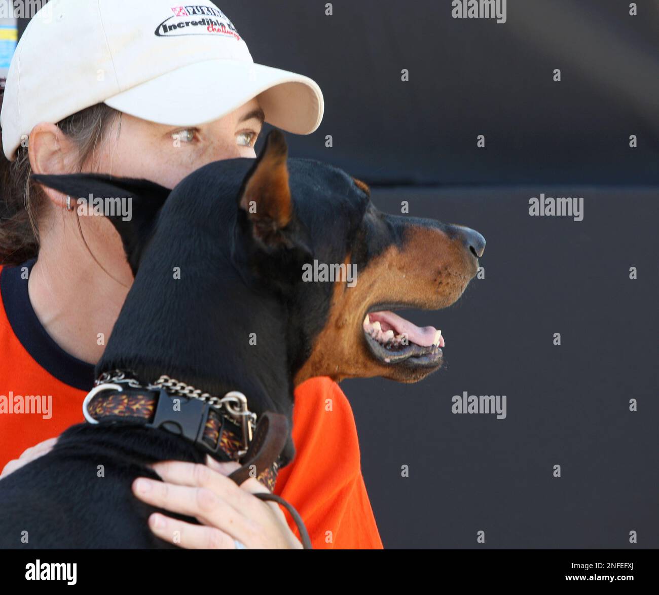 Mary Swindell of Boyd, Texas and her dog Casanova share a moment before ...