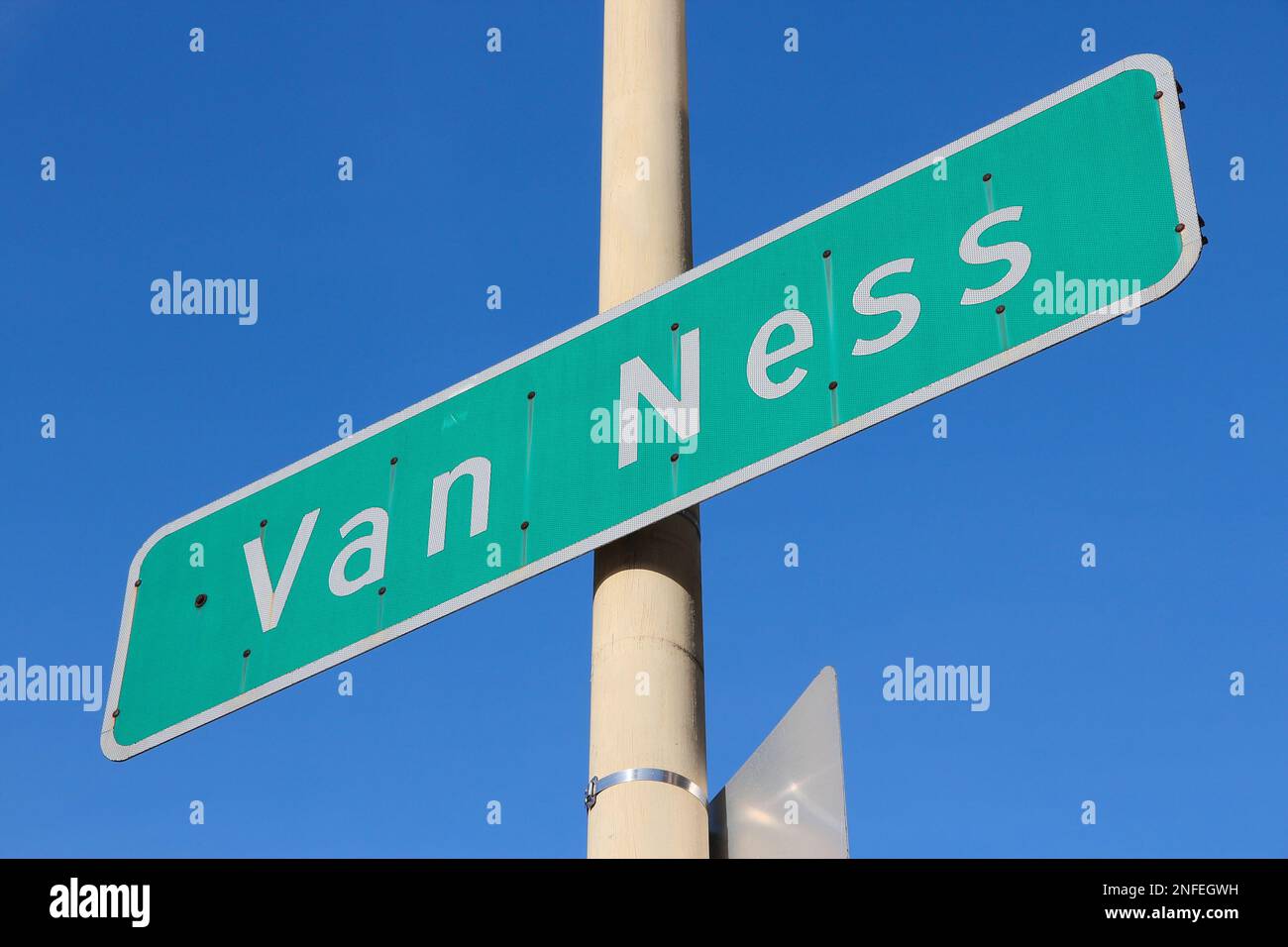 San Francisco city, California. Van Ness Avenue street name sign Stock ...