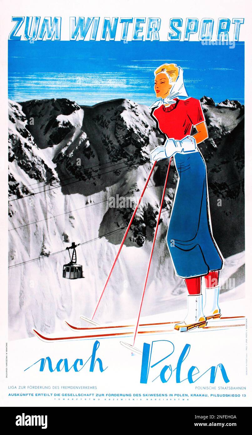Vintage poland ski skiing poster hi-res stock photography and images ...