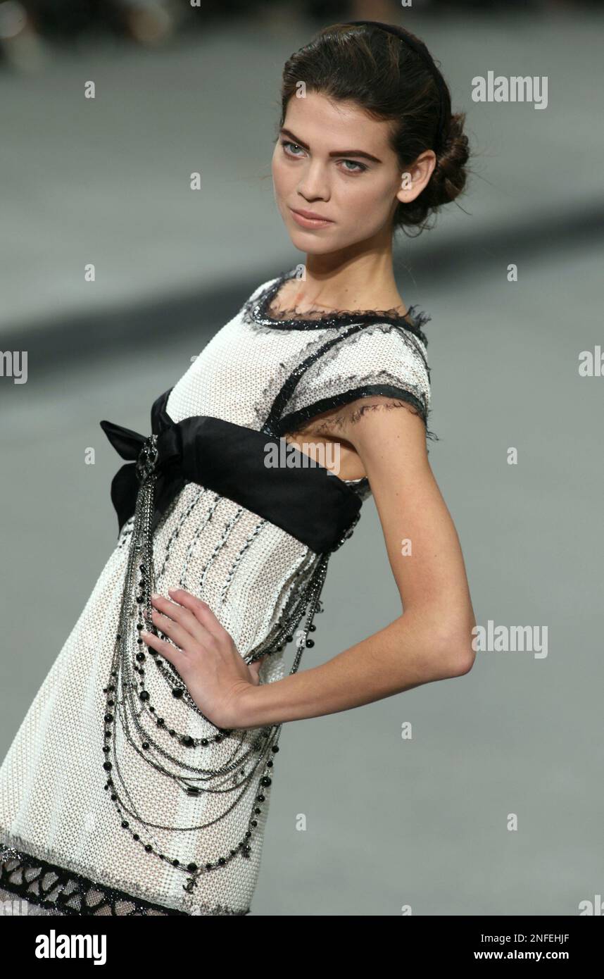 A model presents a creation designed by German fashion designer Karl ...