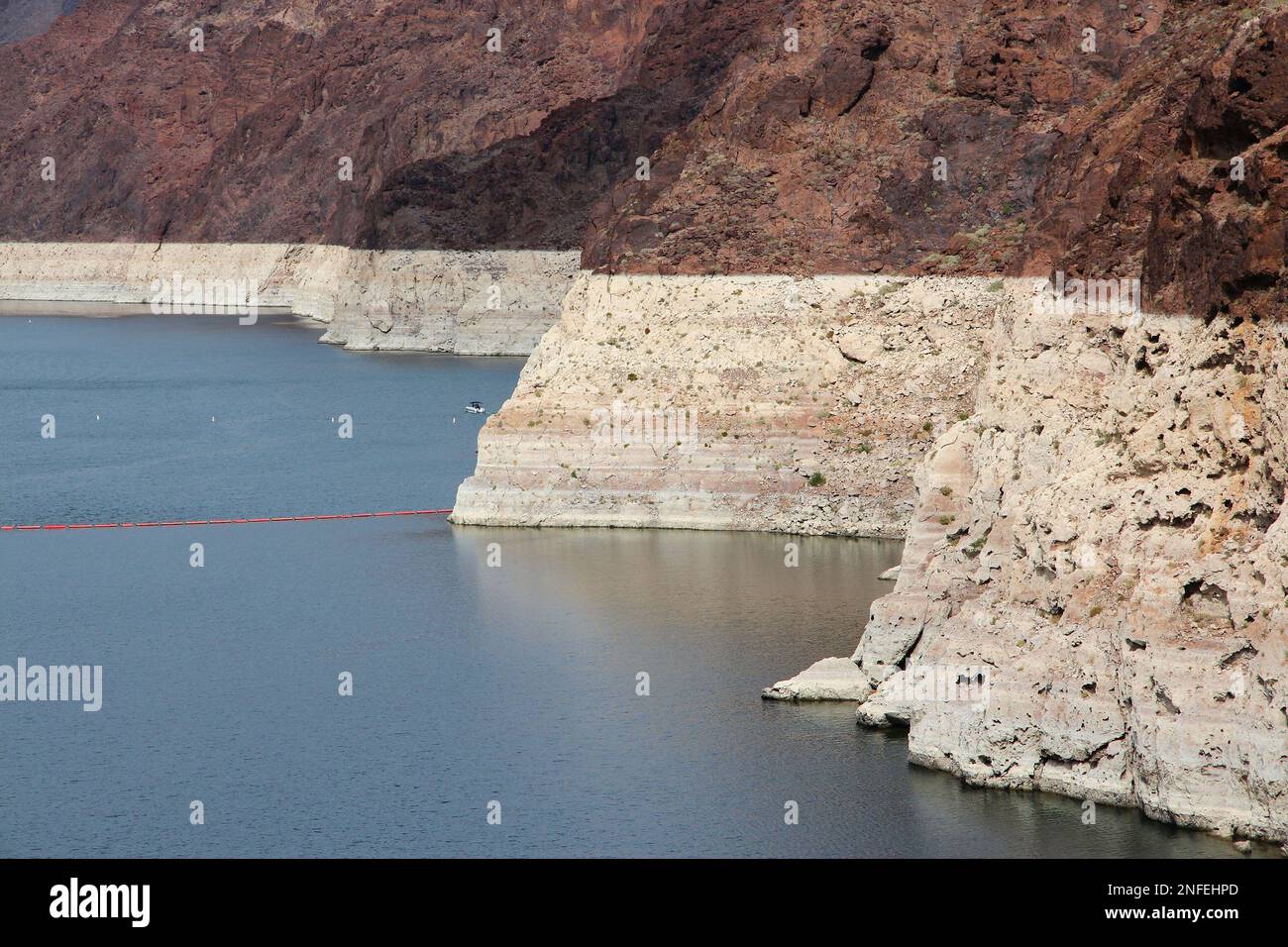 Drought in America. Low level of Lake Mead (border of Arizona and ...