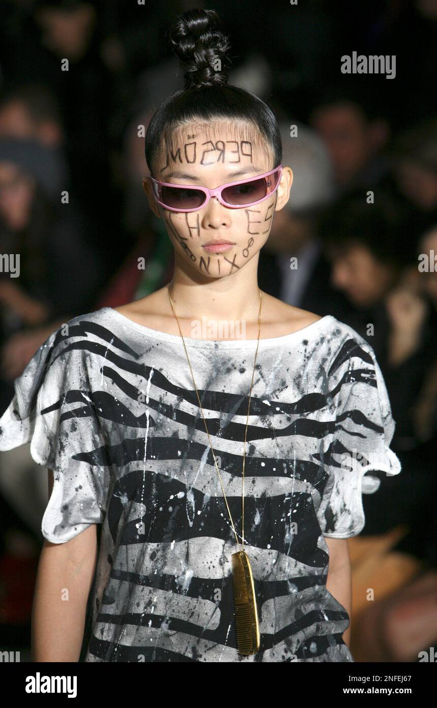 A model wears a creation by German fashion designer Bernhard Willhelm ...