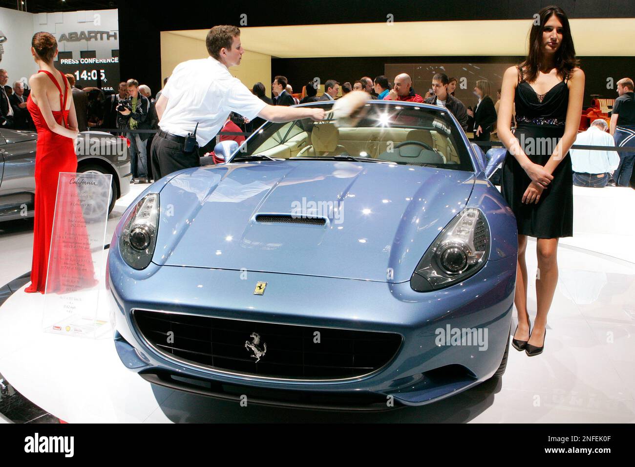 Ferrari's new car, the Ferrari California, is displayed after its ...