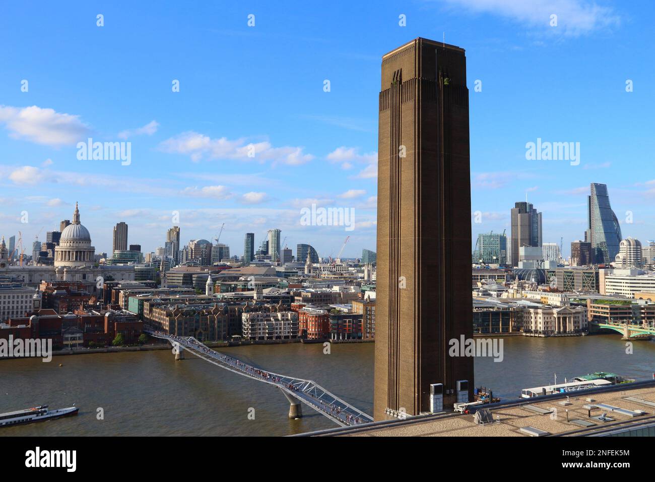 London skyline - city view with Saint Paul's Cathedral and old tower of ...