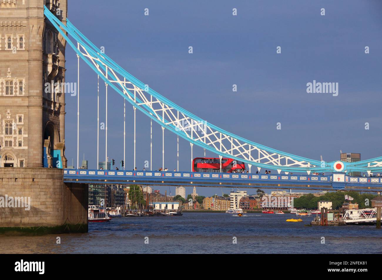 Tower Bridge with red double decker bus. Landmark in London, UK Stock ...