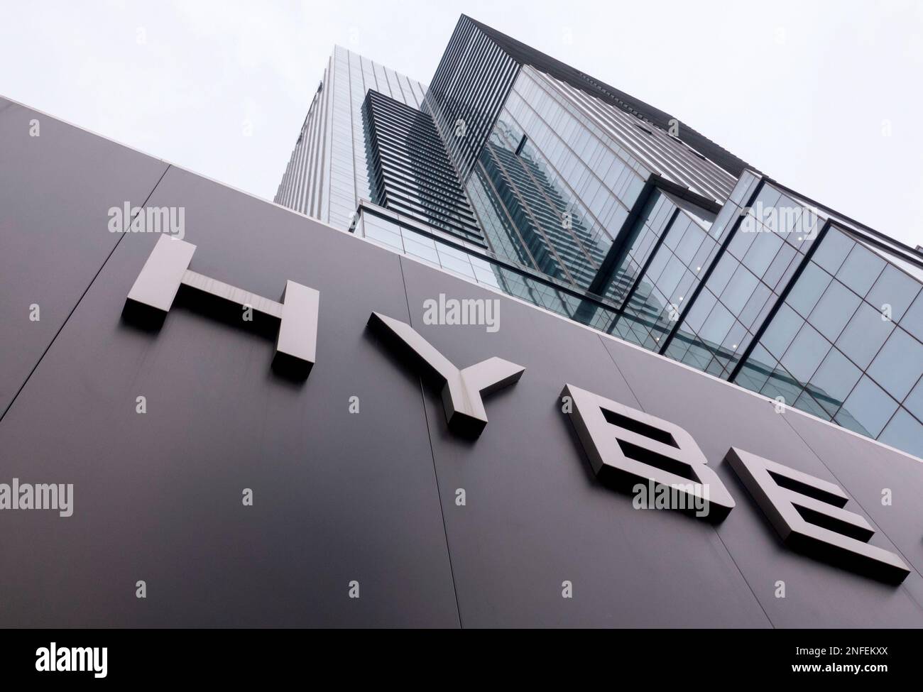 HYBE, Feb 17, 2023 : The main office building of HYBE in Seoul, South Korea. Hybe, the ...