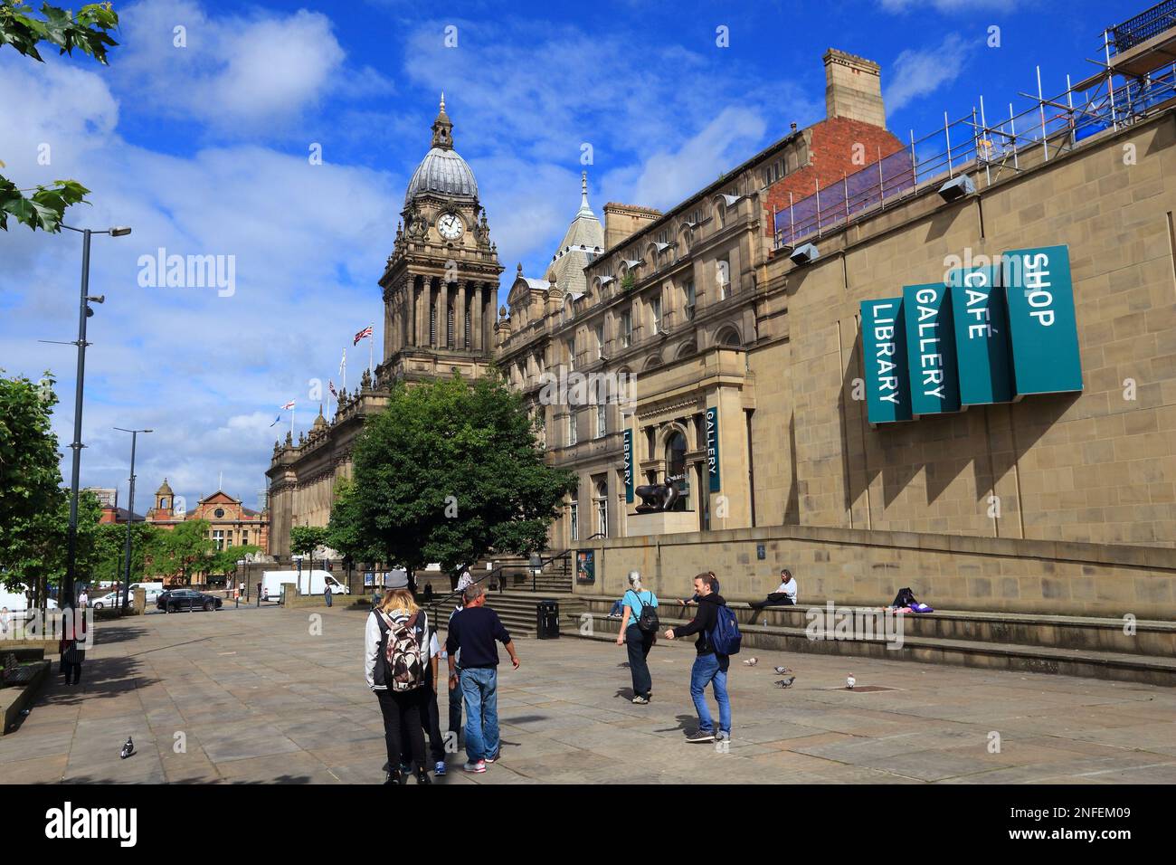 LEEDS, UK - JULY 12, 2016: People visit City Hall in Leeds, UK. Leeds ...
