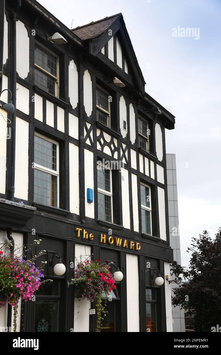 SHEFFIELD, UK - JULY 10, 2016: The Howard pub with Tudor style facade ...