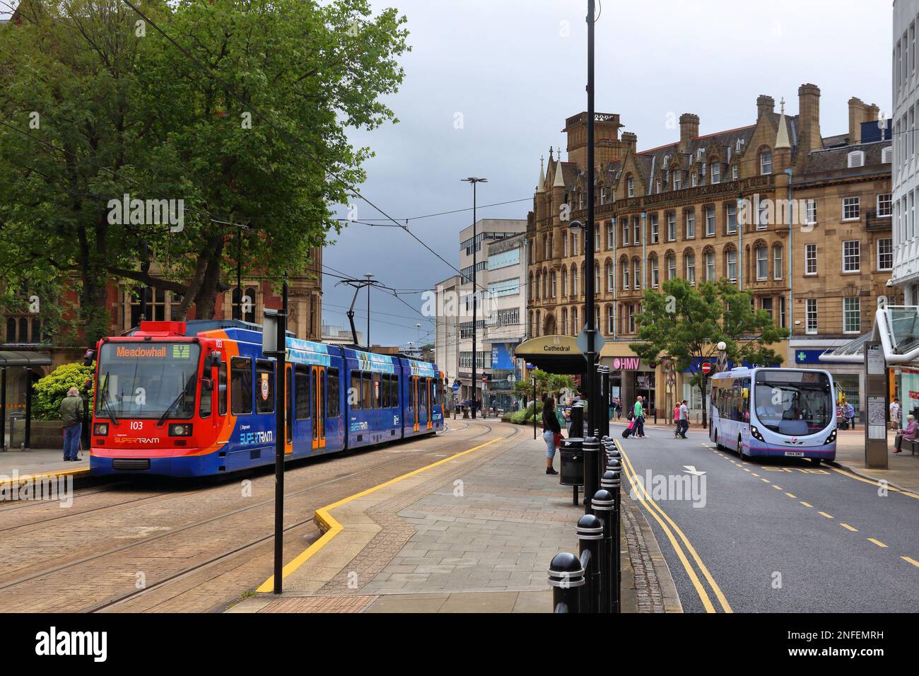 SHEFFIELD, UK - JULY 10, 2016: People ride Stagecoach Supertram in ...