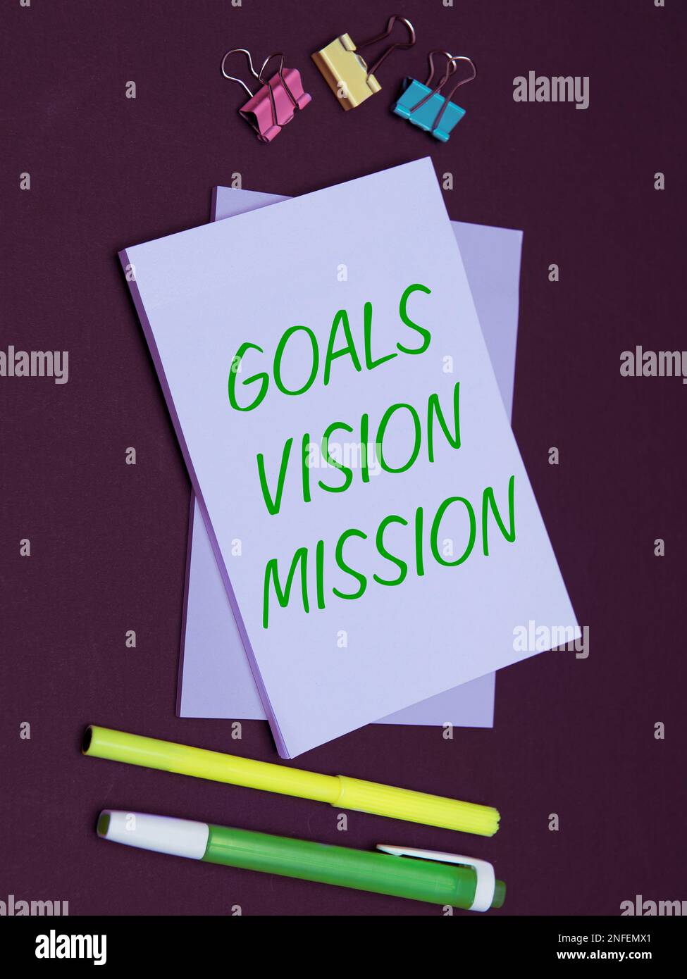 Text showing inspiration Goals Vision Mission. Concept meaning ...