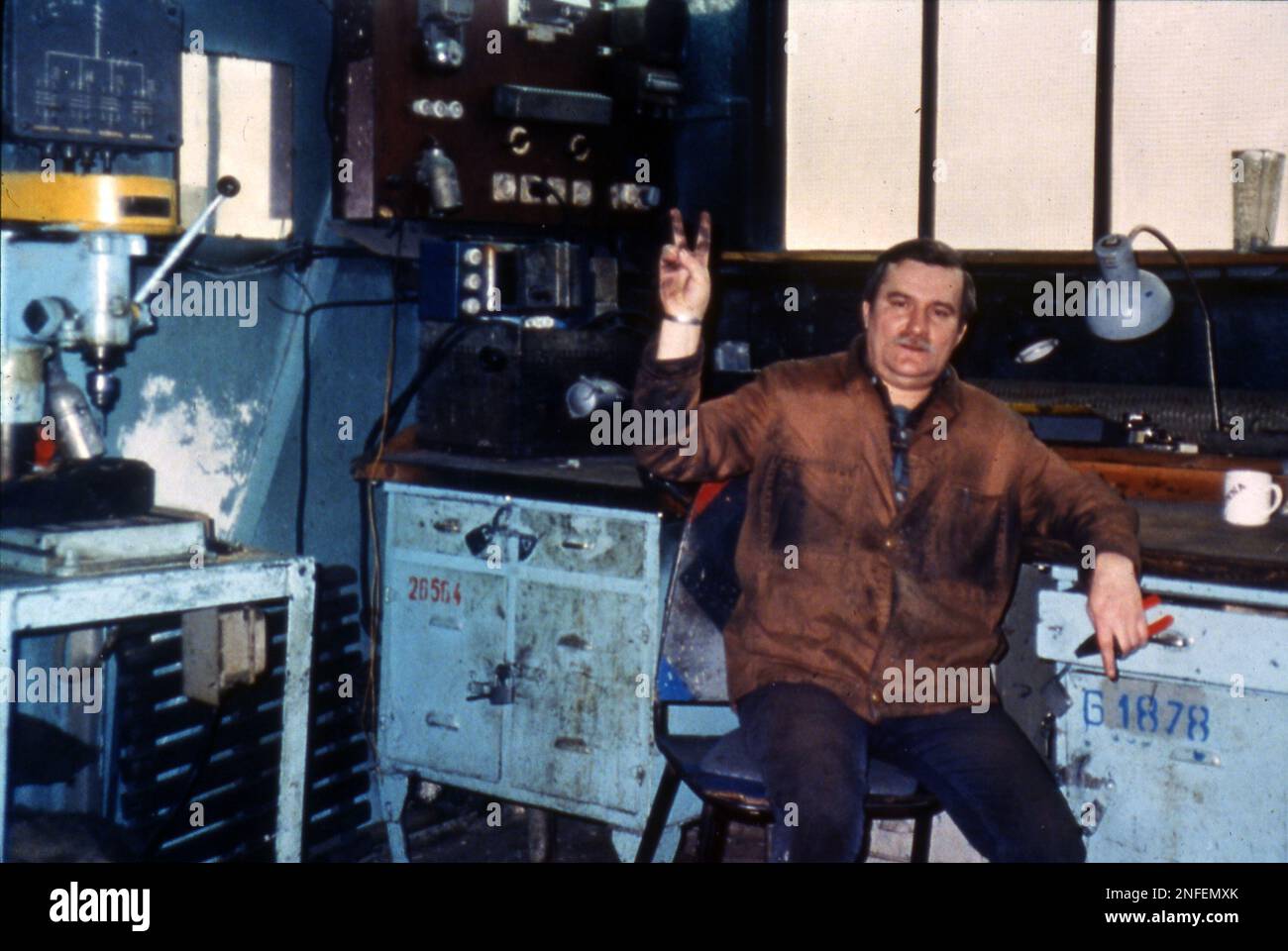 Lech Walesa, Polish Nobel Peace Prize laureate is pictured at his place ...