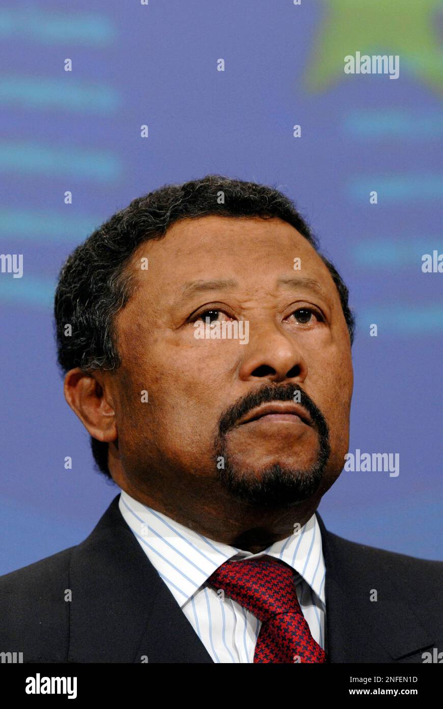 The President of the African Union Jean Ping is seen during a joint ...