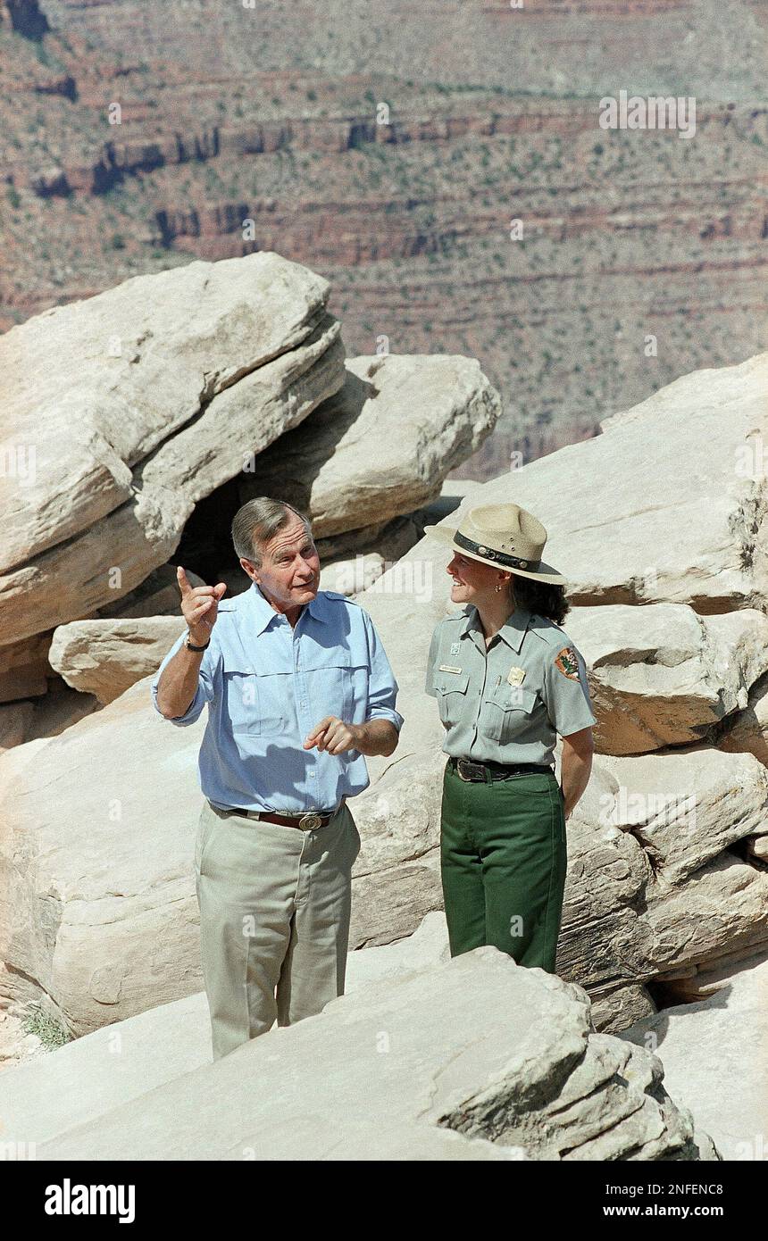 President George H.W. Bush gestures back up Kaibab trail to National ...