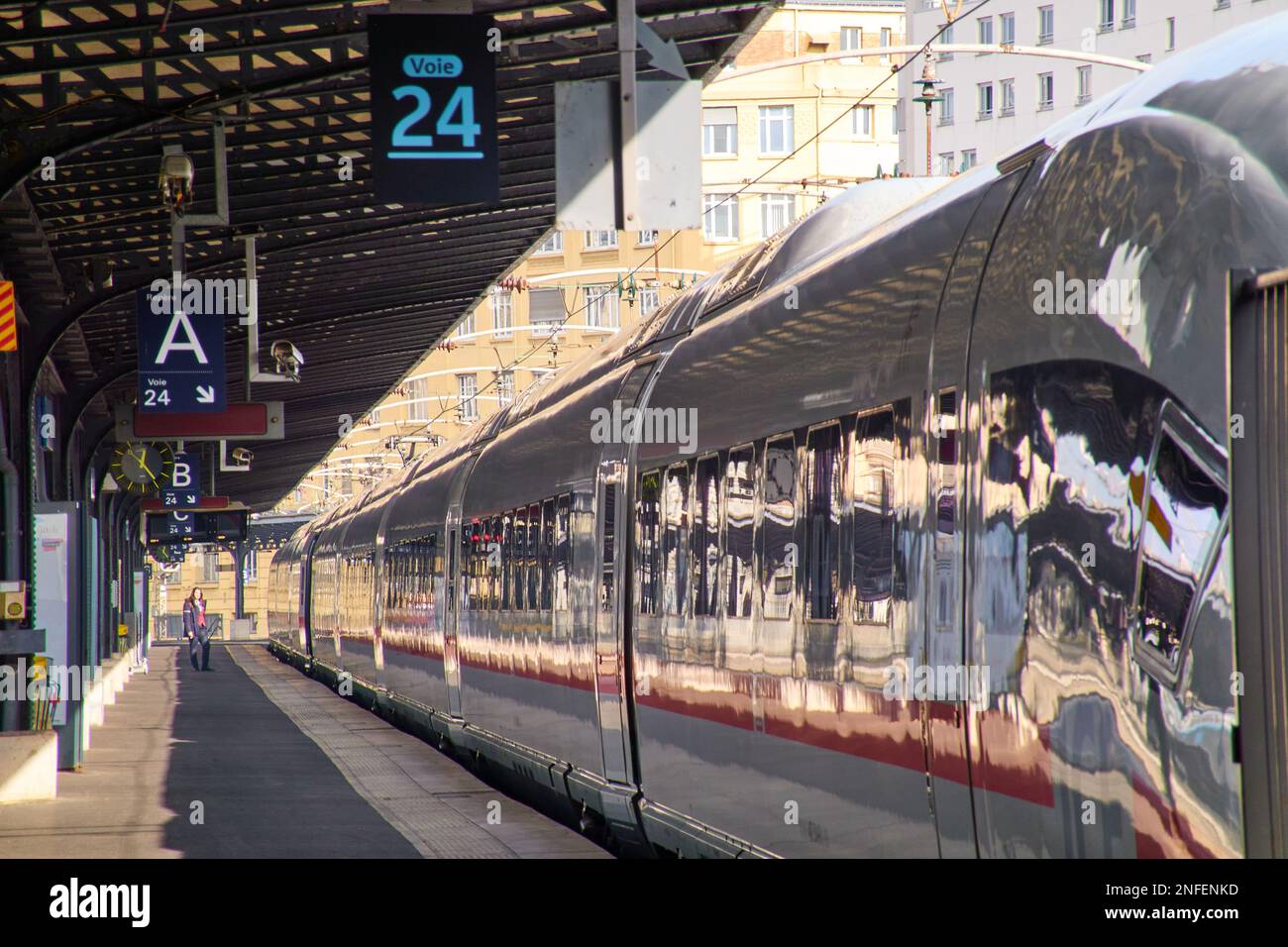 Paris. France, 16/02/2023, TGV / ICE train at Gare de L´Est, the east ...