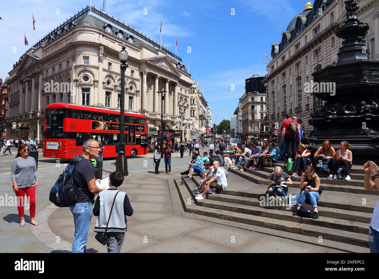 LONDON, UK - JULY 7, 2016: People visit Piccadilly Circus in London ...