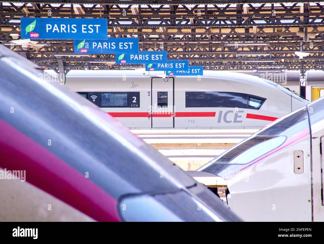 Paris. France, 16/02/2023, TGV / ICE train at Gare de L´Est, the east ...