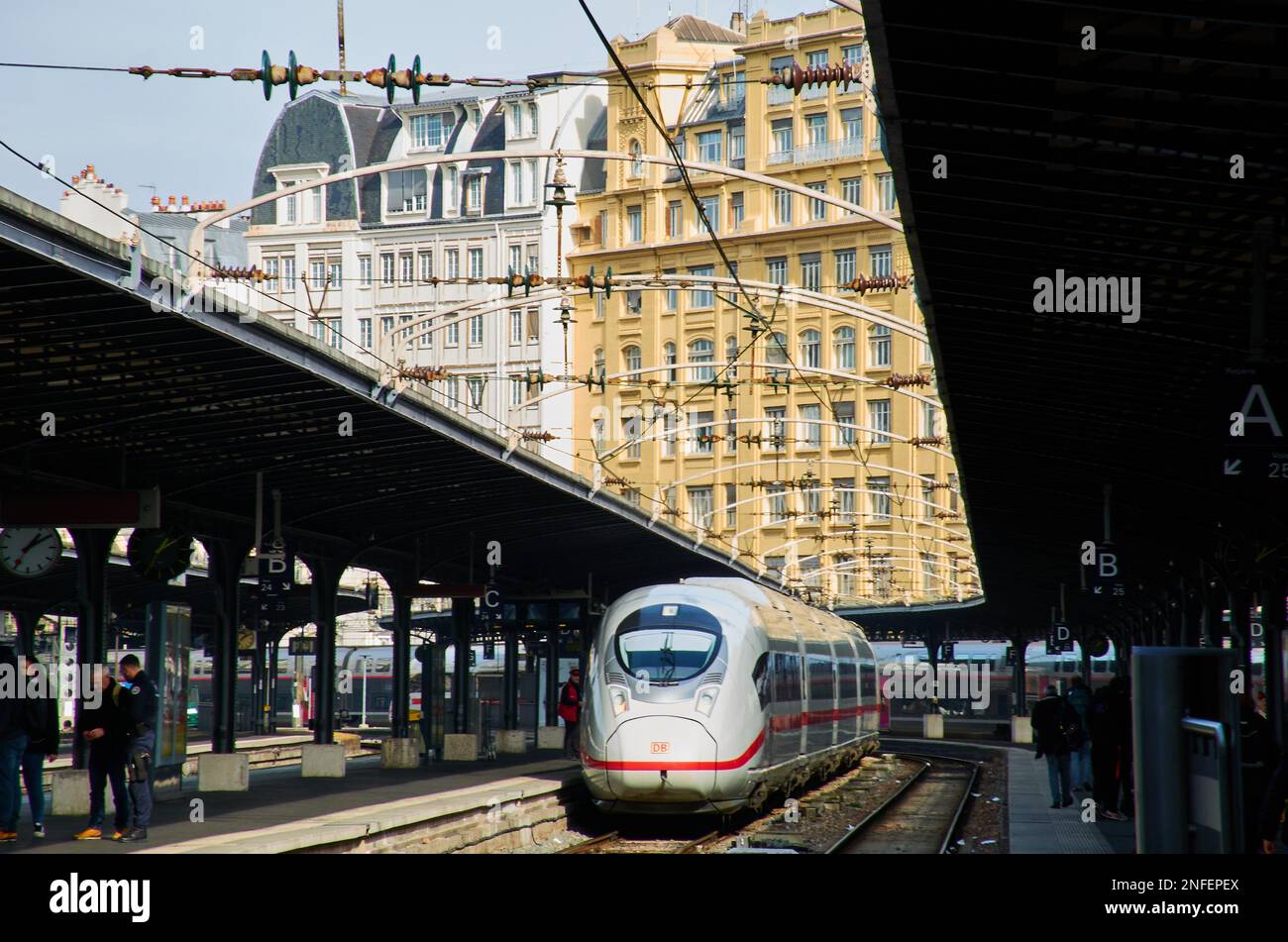 Paris. France, 16/02/2023, TGV / ICE train at Gare de L´Est, the east ...