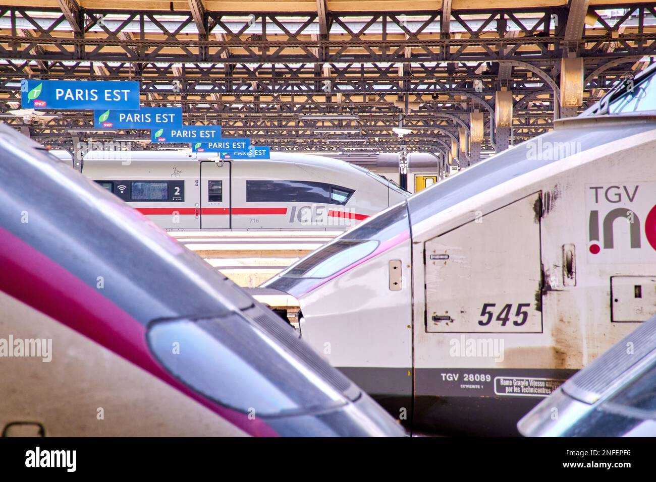 Paris. France, 16/02/2023, TGV / ICE train at Gare de L´Est, the east ...