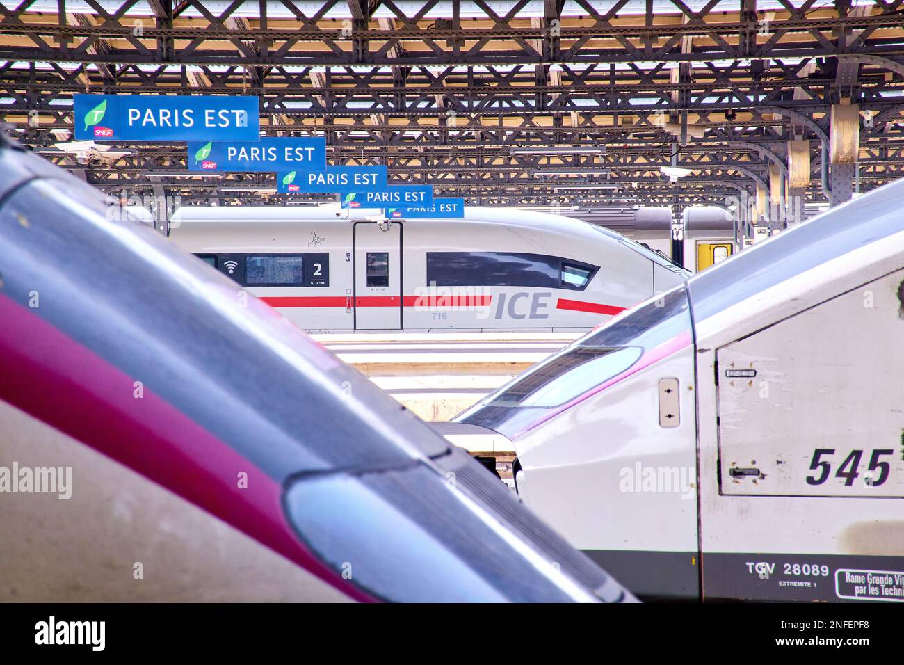 Paris. France, 16/02/2023, TGV / ICE train at Gare de L´Est, the east ...