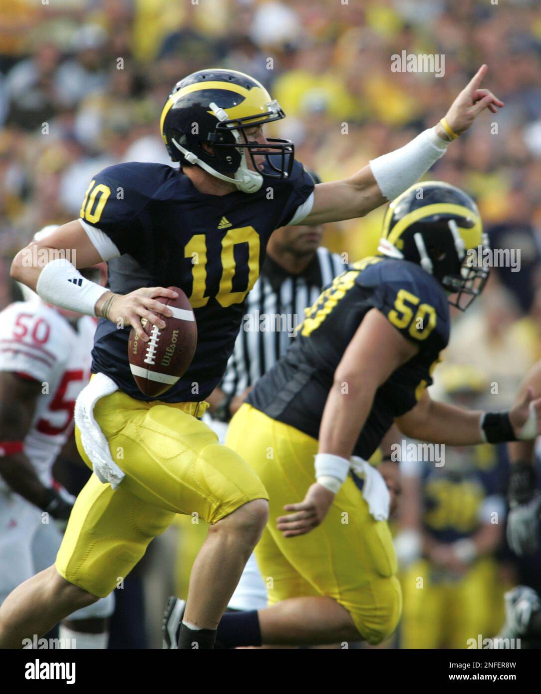Michigan quarterback Steven Threet (10) breaks down field during an ...