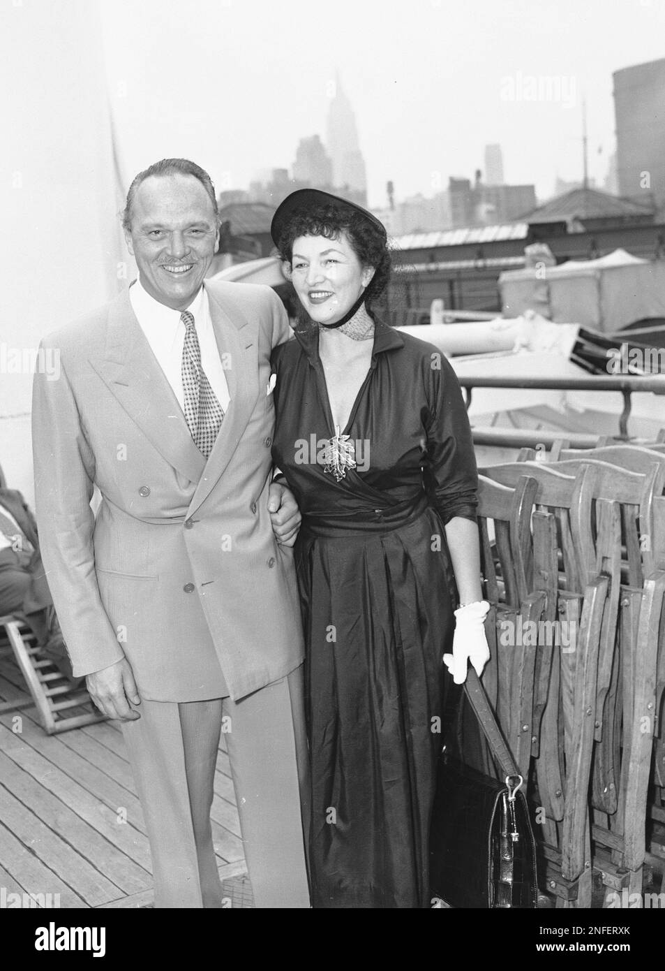 Theatrical director Joshua Logan and his wife Nedda sail for London on ...