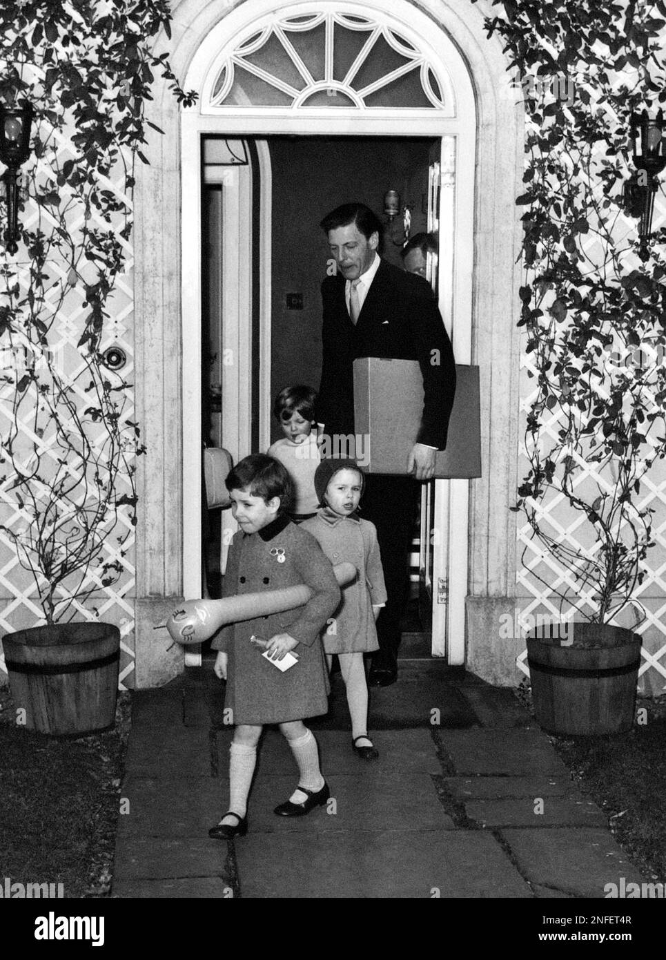 Angus Ogilvy, husband of Princess Alexandra of Kent, and his son James ...