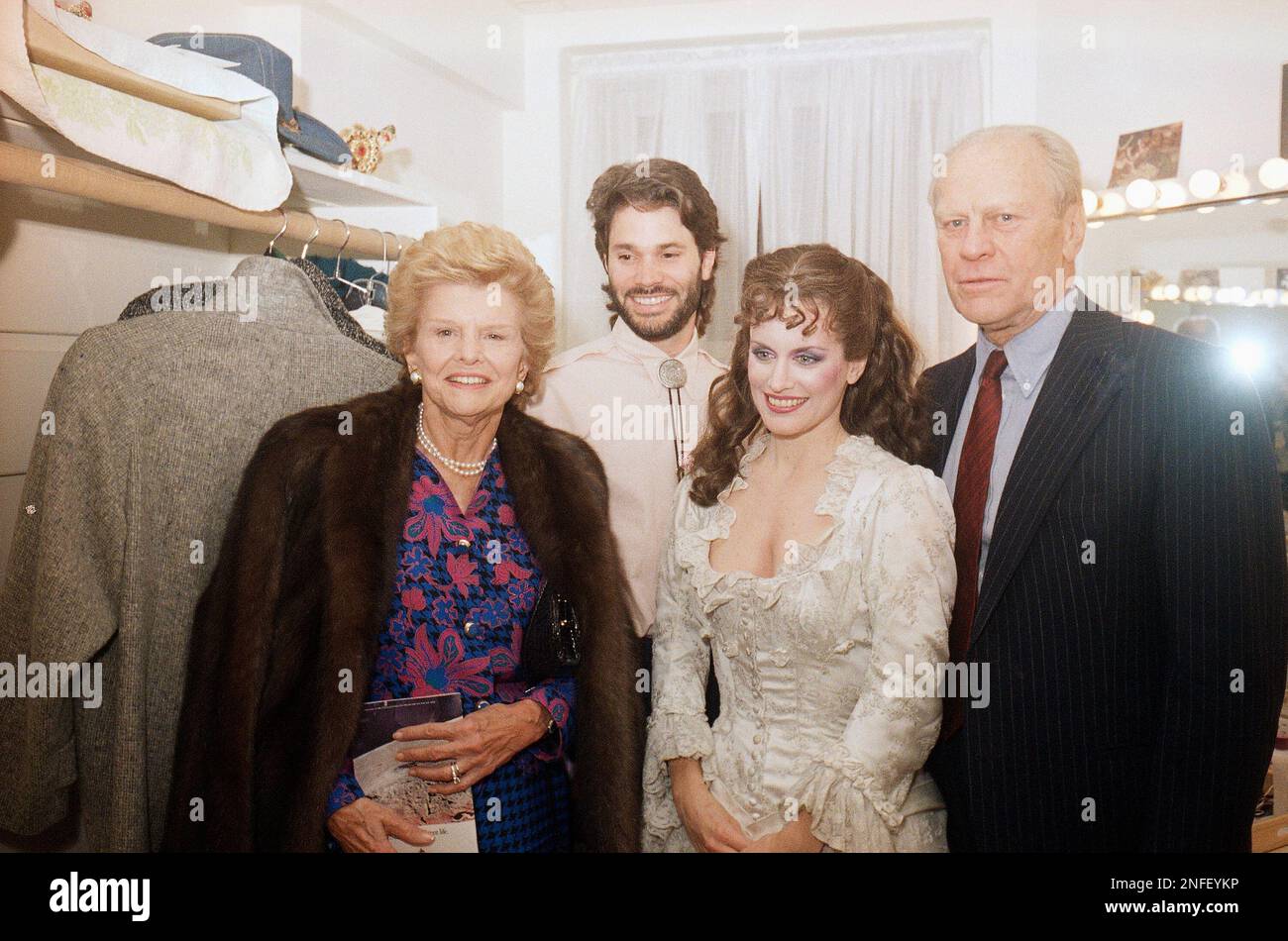 Former President Gerald Ford and his wife Betty are seen backstage at ...