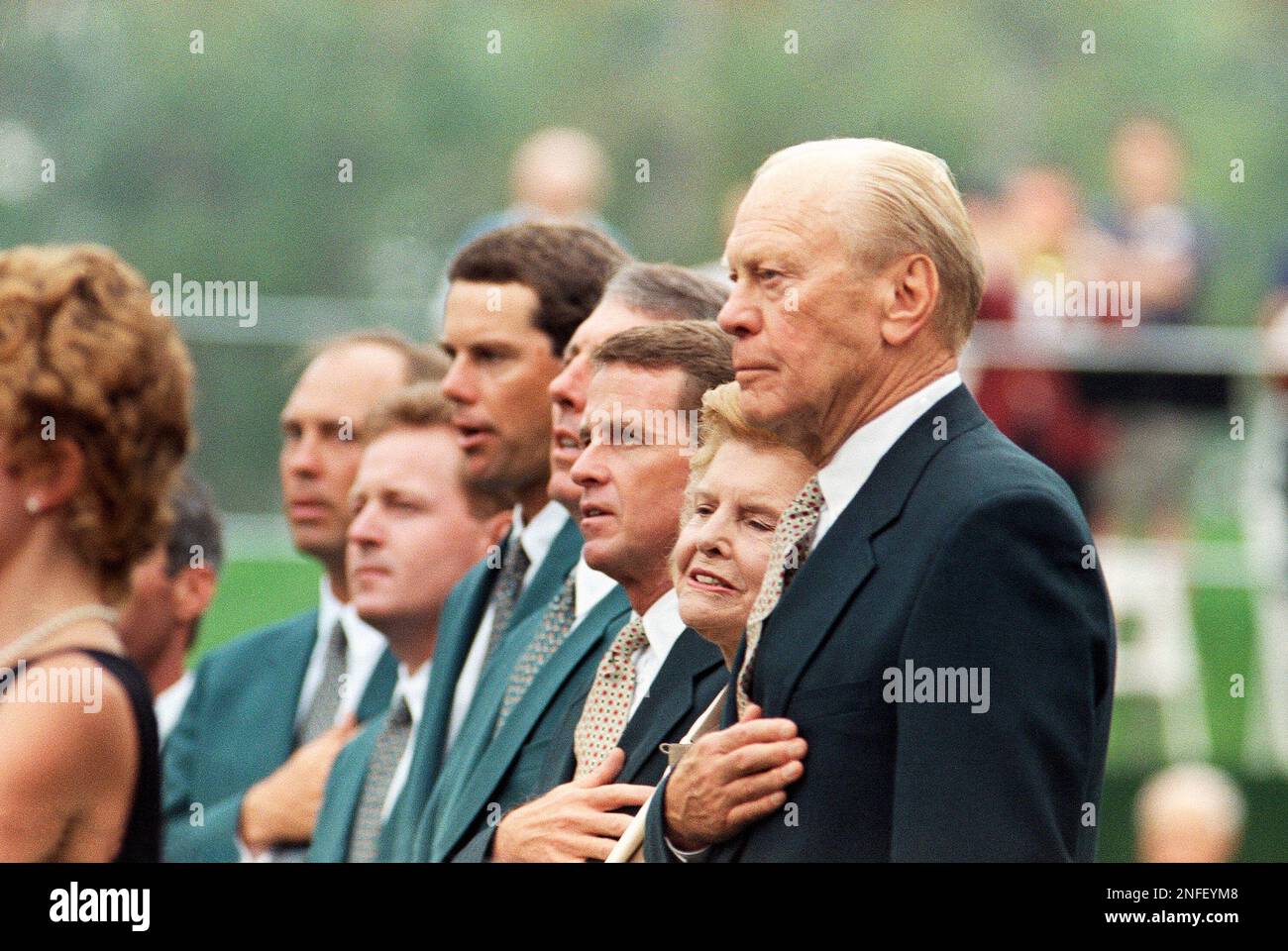 Former President Gerald Ford and his wife Betty, second from right ...