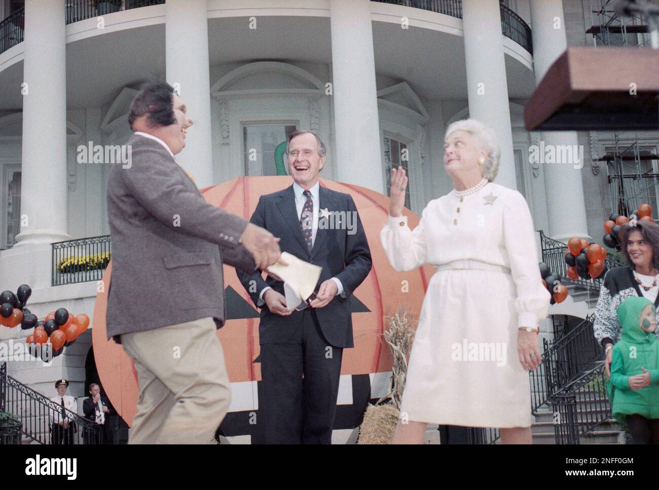 Television personality Willard Scott, left, dressed as a werewolf ...