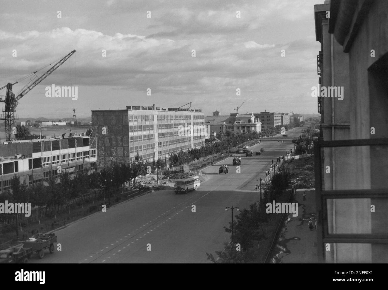One of the main streets in Pyongyang, North Korea, shown Sept. 24, 1958 ...