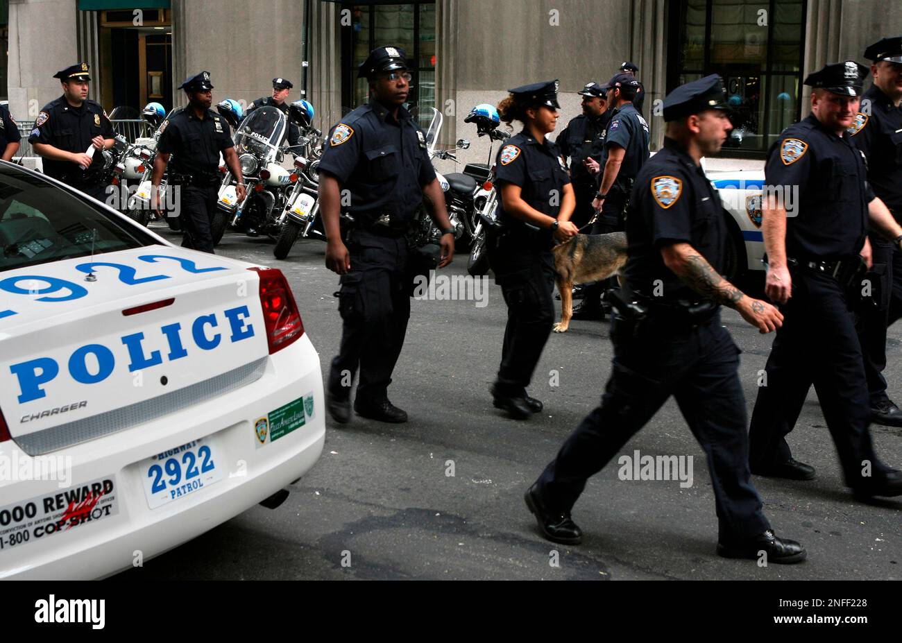 Security personnel watch the streets at the start of the United Nations ...