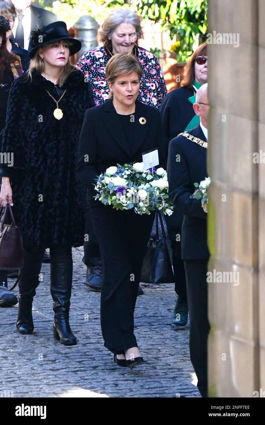 First Minister Nicola Sturgeon (centre) arriving at St Giles' Cathedral ...