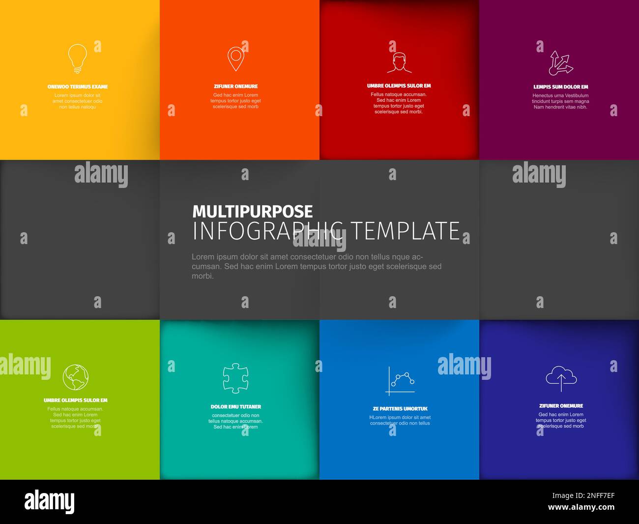 Vector Minimalist colorful mosaic Infographic report template with ...