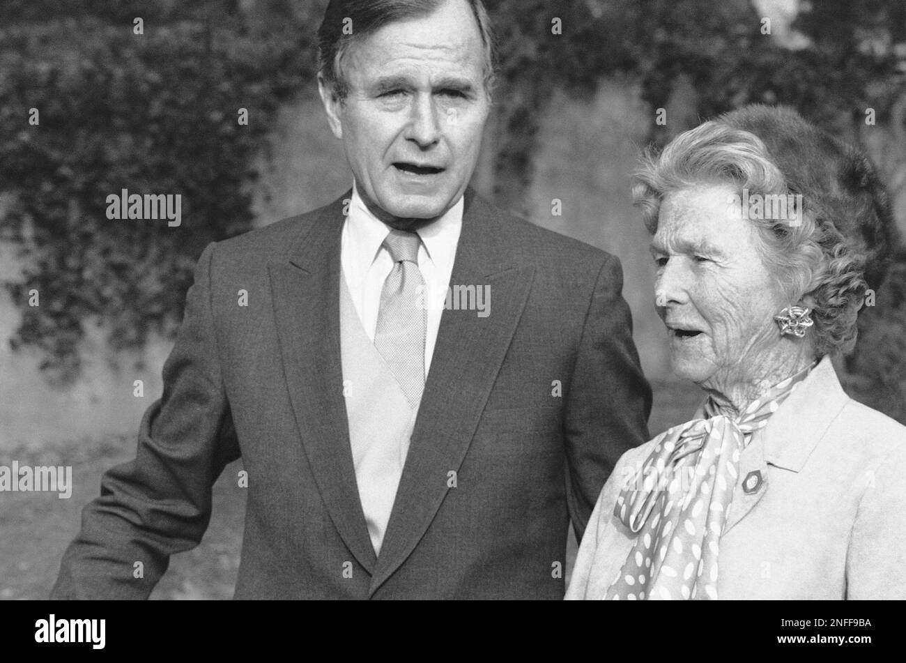 Vice-President-elect George Bush poses with his mother, Mrs. Dorothy ...